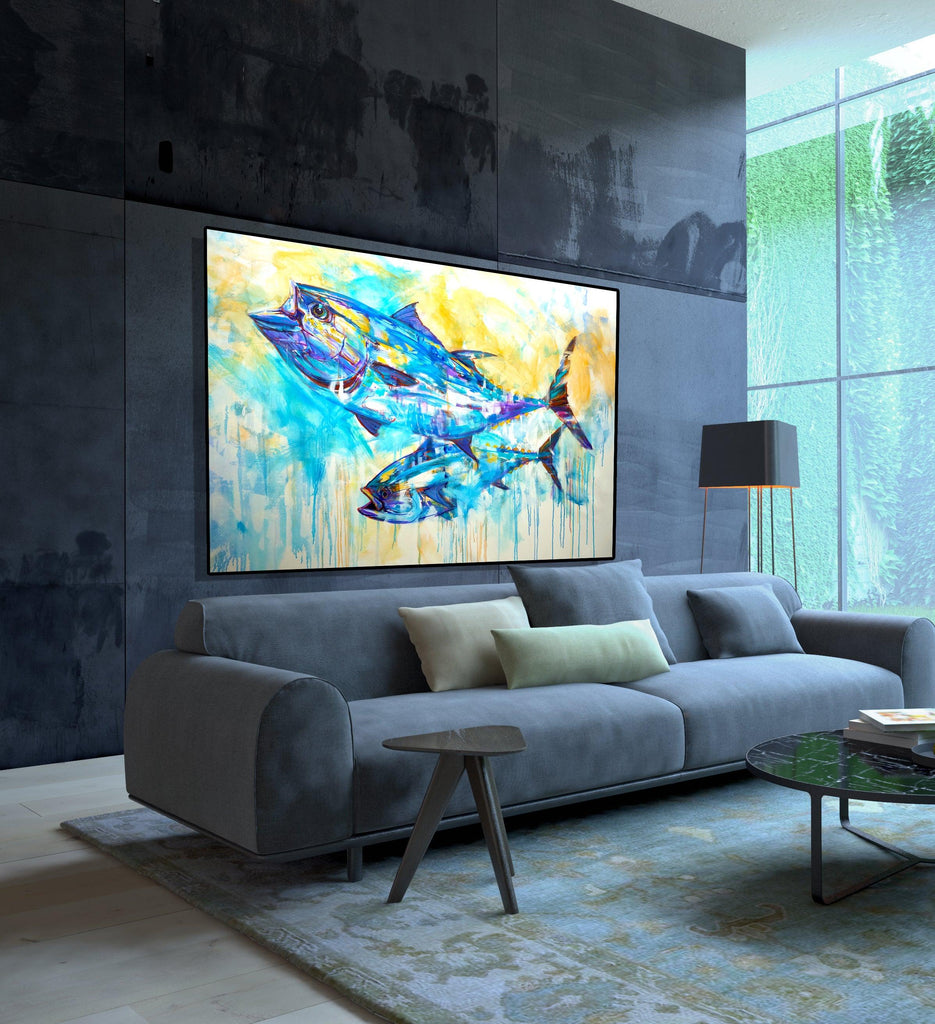 NEW! "Bluefins" Original 6' x 4' ~ Expressionist Bluefin Tuna Painting