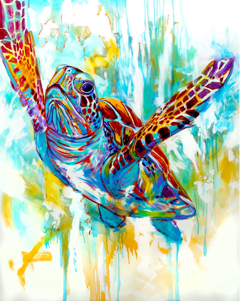 "Freedom" Expressionist Sea Turtle Art