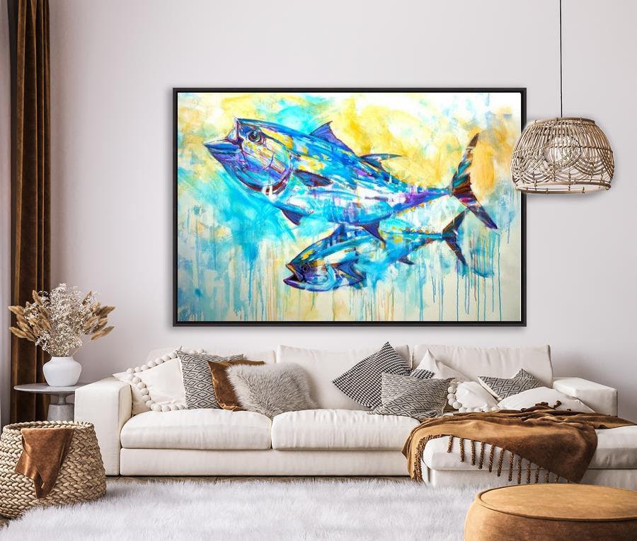 NEW! "Bluefins" Original 6' x 4' ~ Expressionist Bluefin Tuna Painting