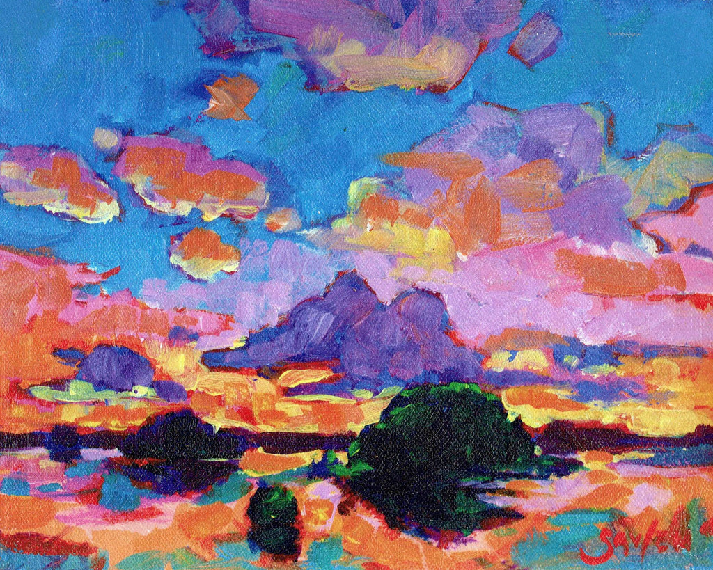 TWO IN STOCK! "Keys Sunset" Framed Hand Embellished Art